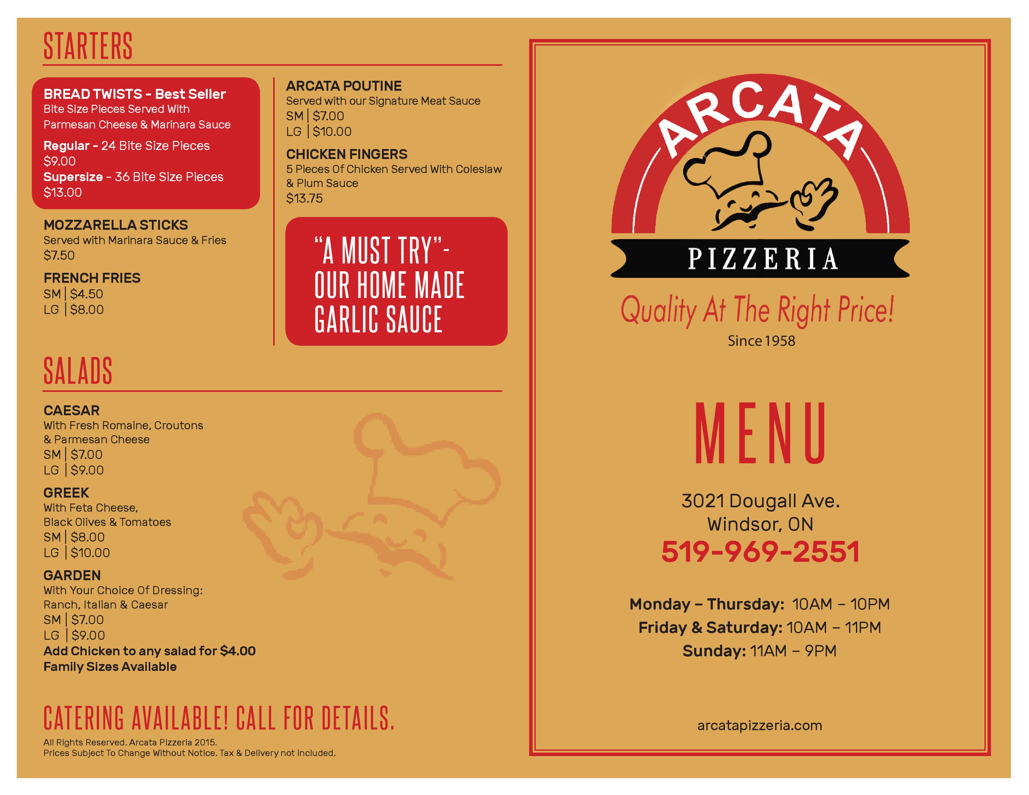 Menu – Arcata Pizzeria